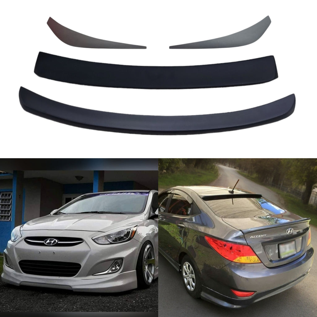 2012-2017 Hyundai Accent Sedan Spoiler de Baul, Vicera y Cejas Combo 4 ...